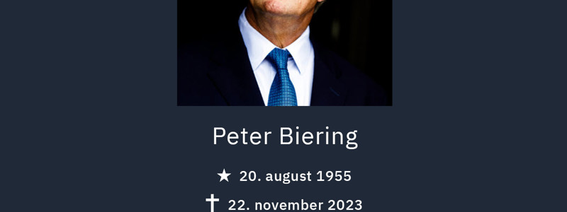 Mindeord: Tidligere partner Peter Biering er afgået ved døden